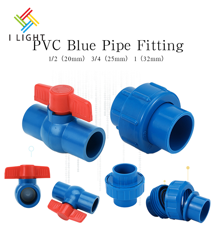 (Fast Delivery)Blue PVC Fittings Union Patente Pipe Gate Ball Valve 1/2 ...