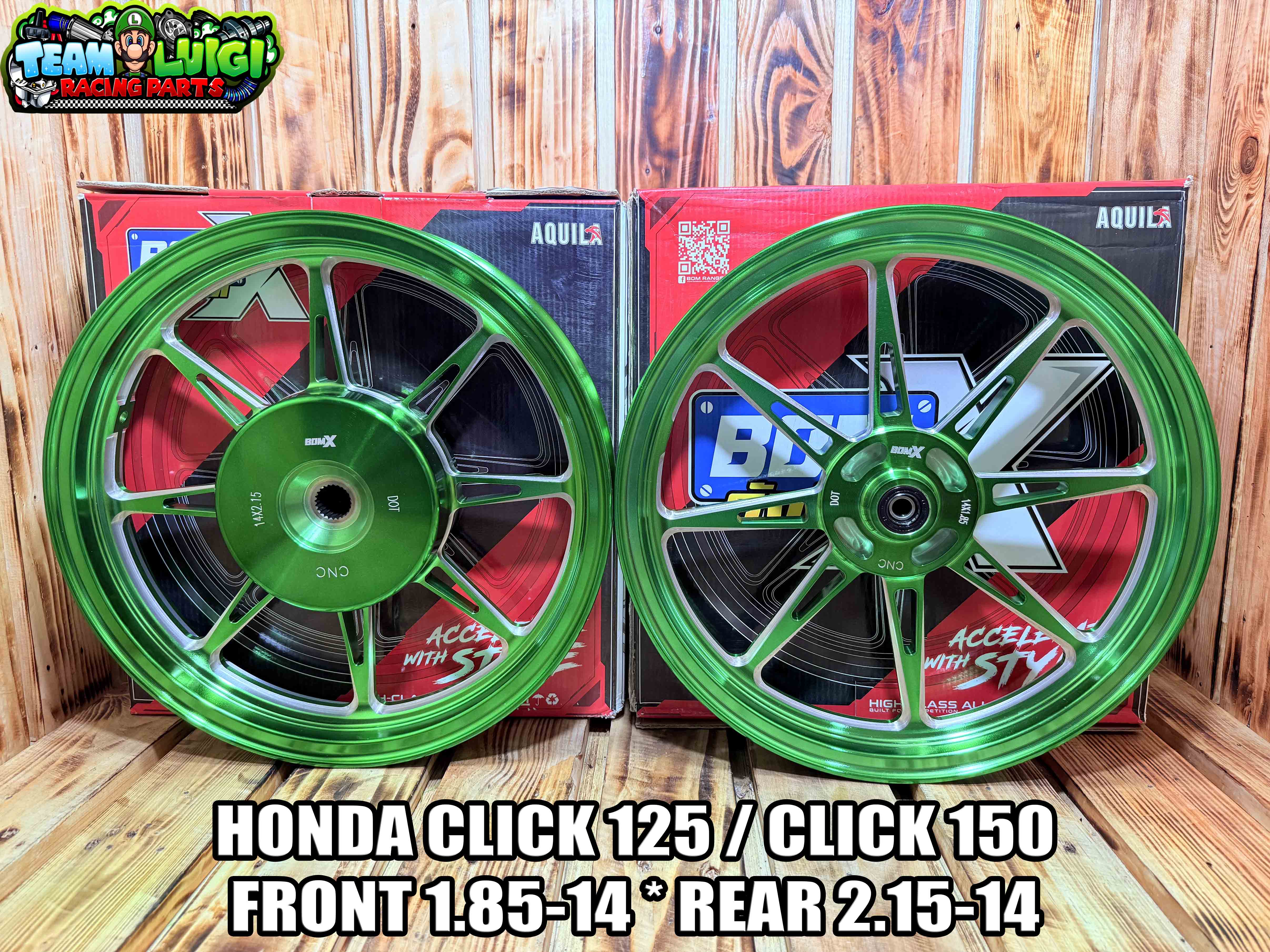 BOM X AQUILA CNC MAGS 14s 8 SPOKES HONDA CLICK 125 / CLICK 150 (MADE IN ...