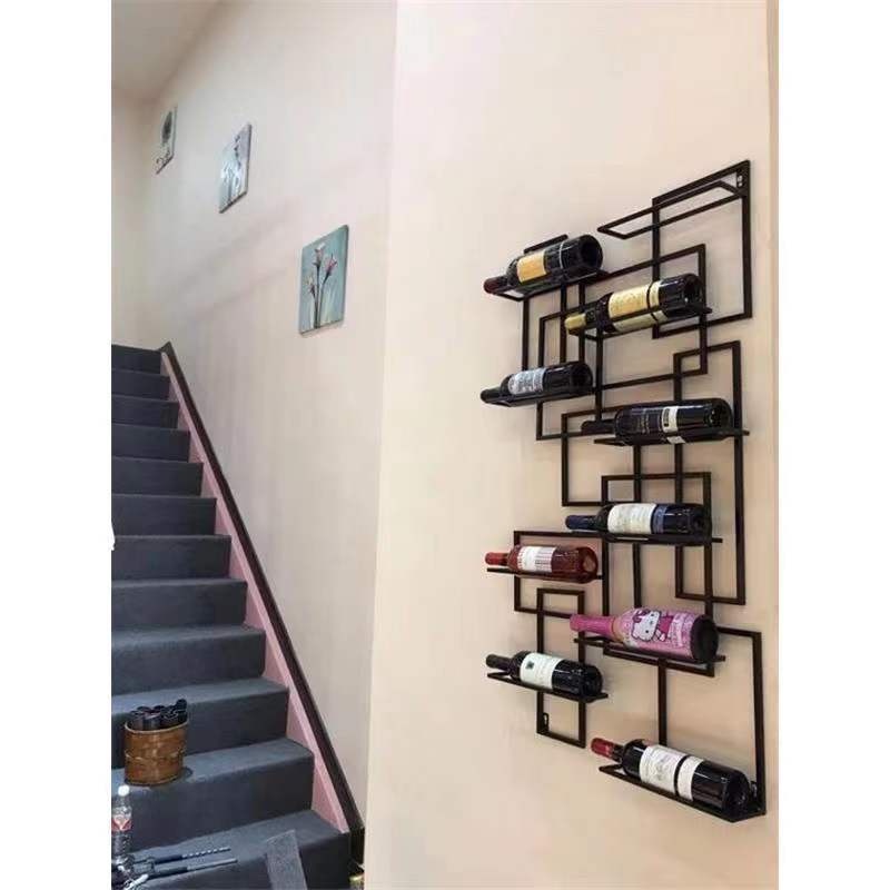 Wall-mounted creative wine rack living room wrought iron decorative ...