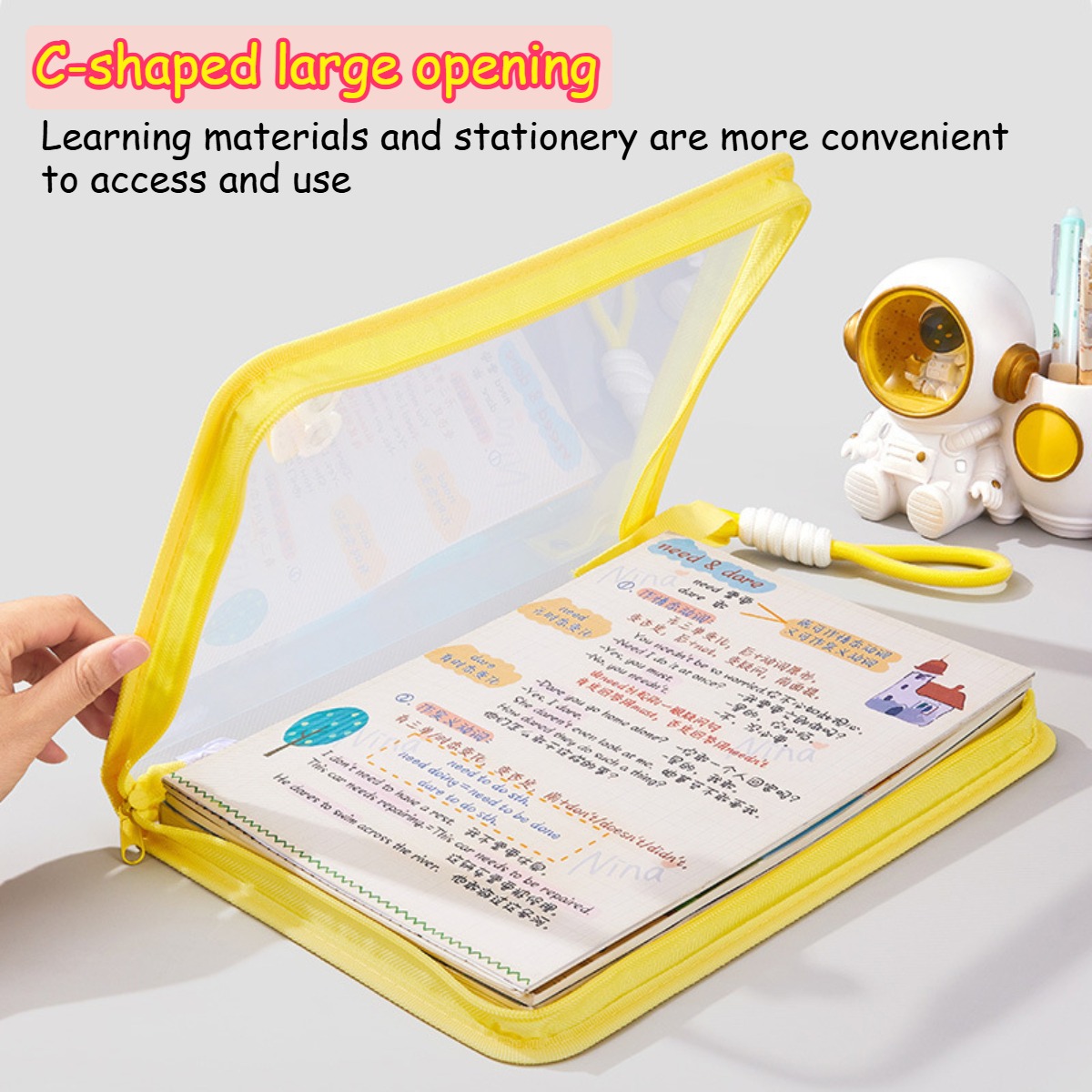 A4 Folder Handheld File Bag with Clip Paper Storage Organizer PVC Pouch ...