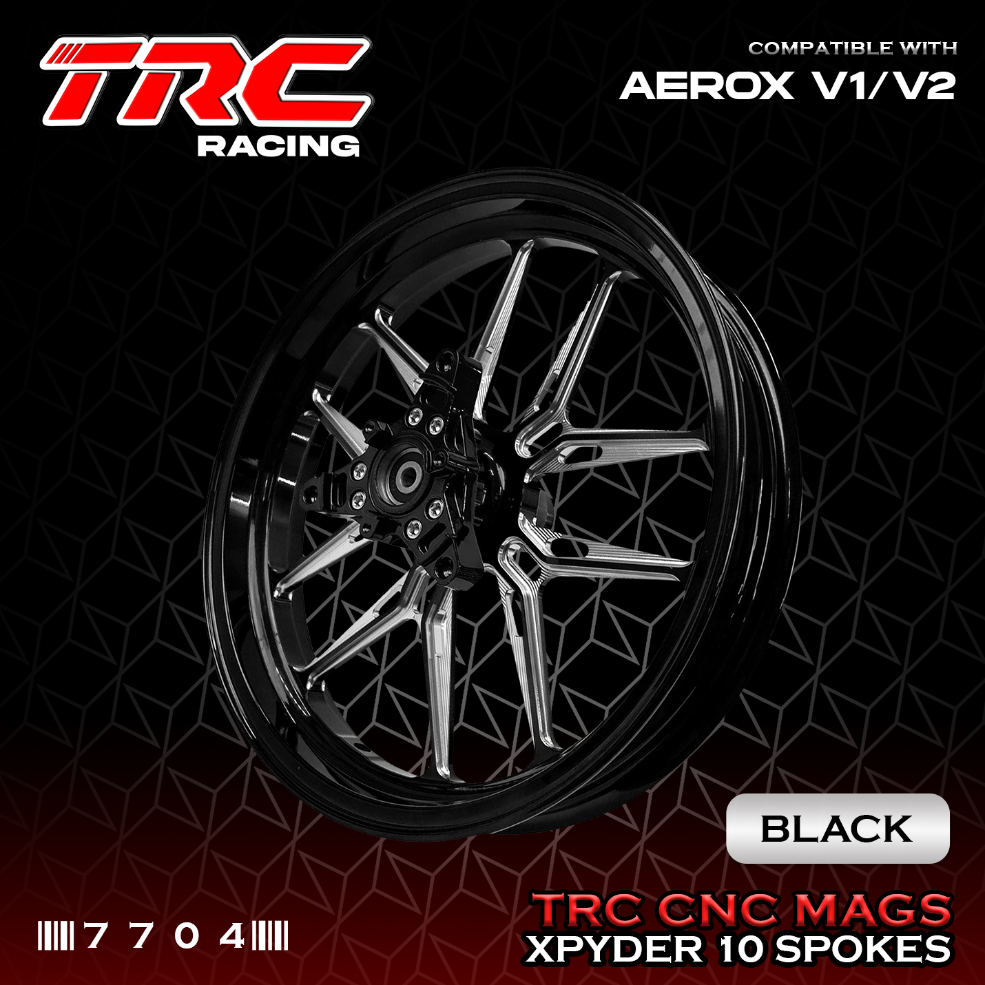 TRC CNC XPYDER 10 SPOKES MAG WHEELS (2.5F x 3.5R x 14) for AEROX v1/v2 ...