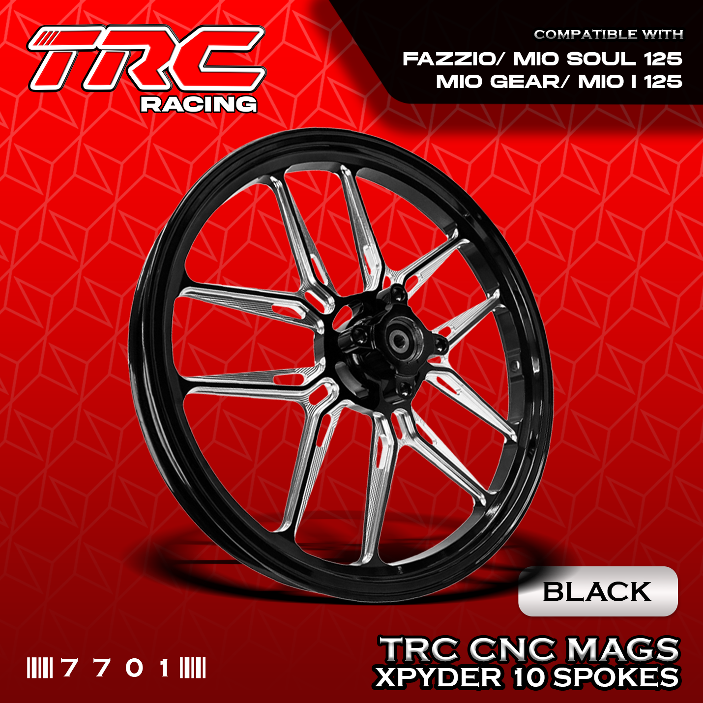 TRC RACING CNC XPYDER 10 SPOKES MAG WHEELS (1.4Fx1.4R x14) for FAZZIO ...