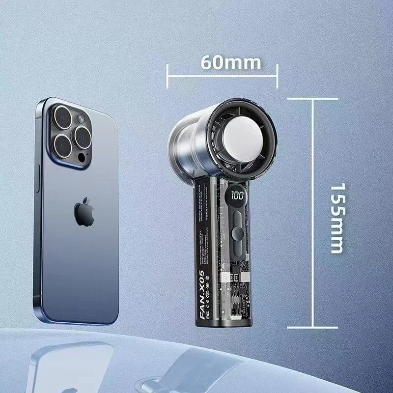 Mini Transparent Handheld Fan High-Speed Cooling Fan 100 Speed Recharge ...