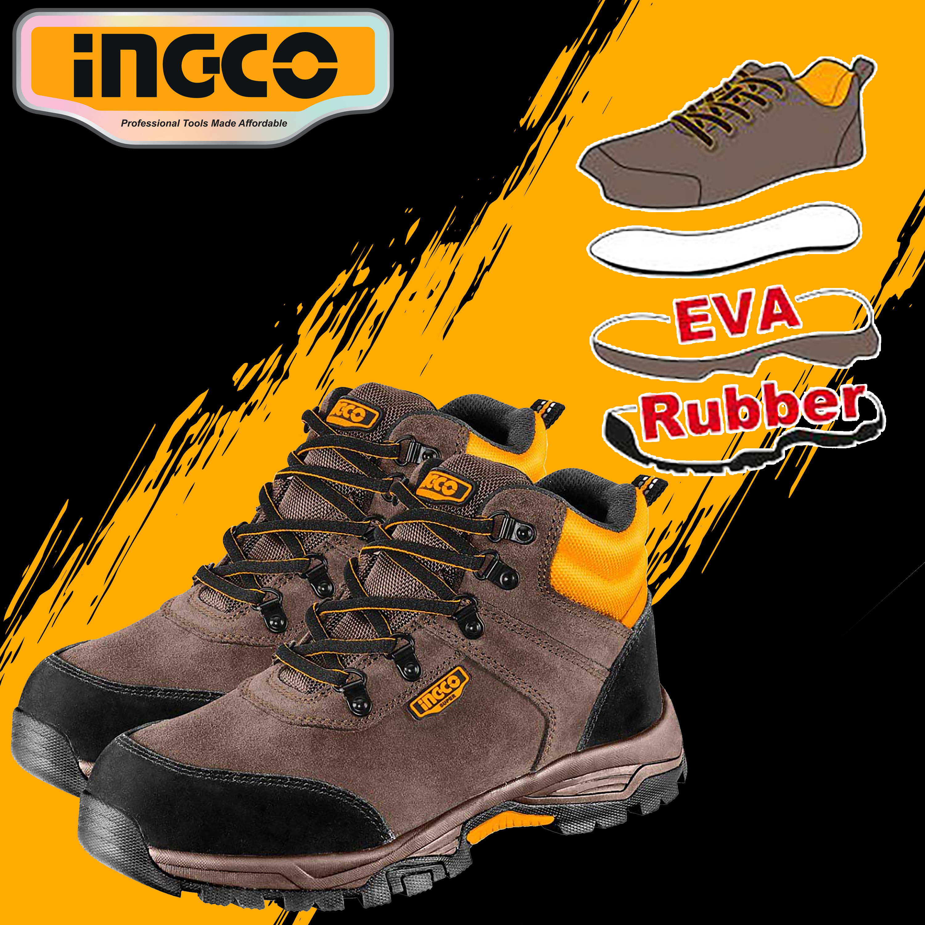 Ingco by Winland Safety Boots, SB Class, Leather and EVA/Rubber Sole ...