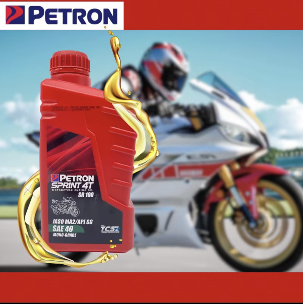Petron Sprint 4T SR100 Mono-Grade Motorcycle Engine Oil SAE 40 1L Honda ...