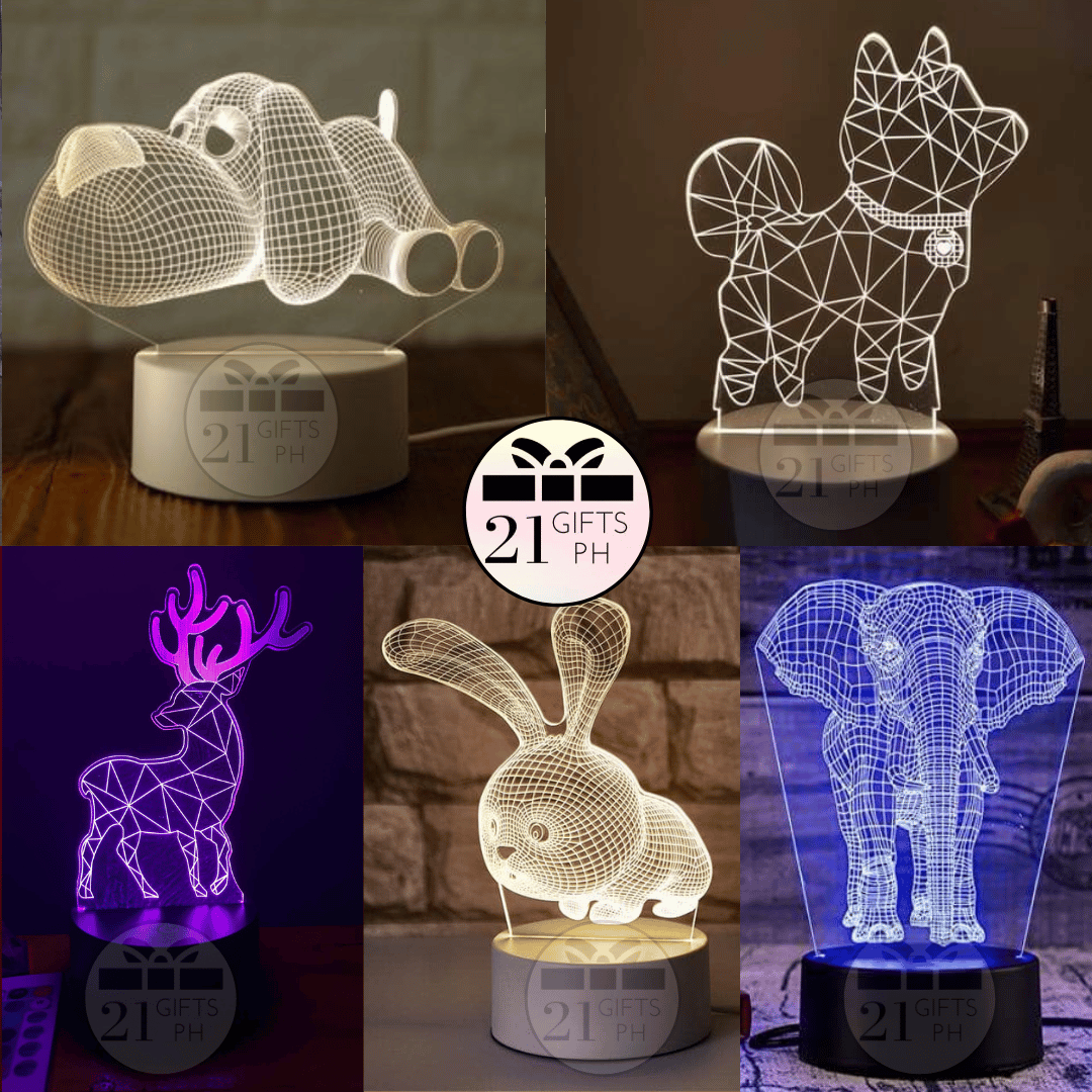 Animals 2.0 3D Acrylic LED Lamp Night Desk Lamp Deer Elephant Rabbit ...