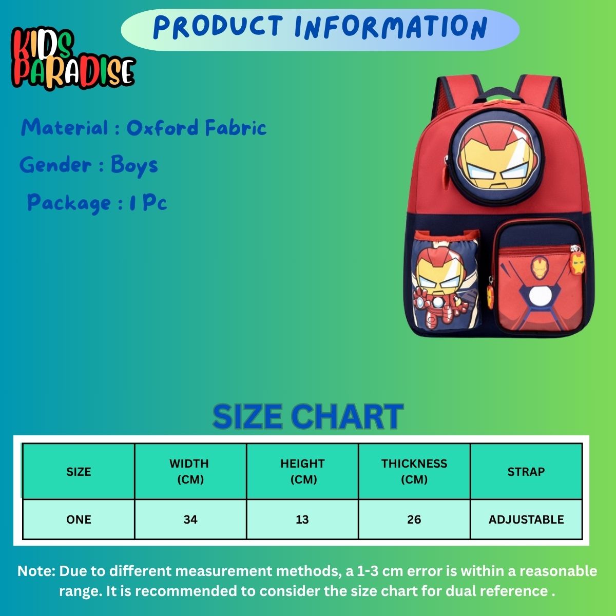 Kids Paradise Marvel-Themed Backpack for Boys Iron Man Spider Man ...