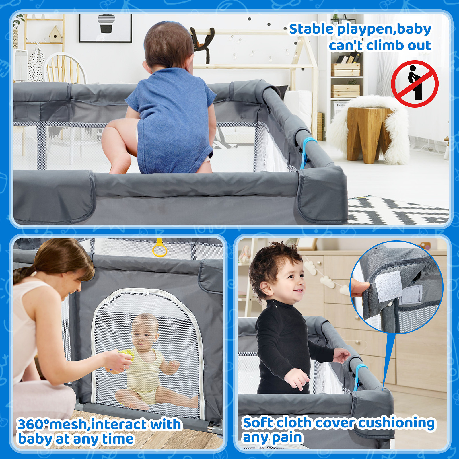 NIVICO BEBE Playpen For Baby Queen Size With Foam Indoor Breathable ...