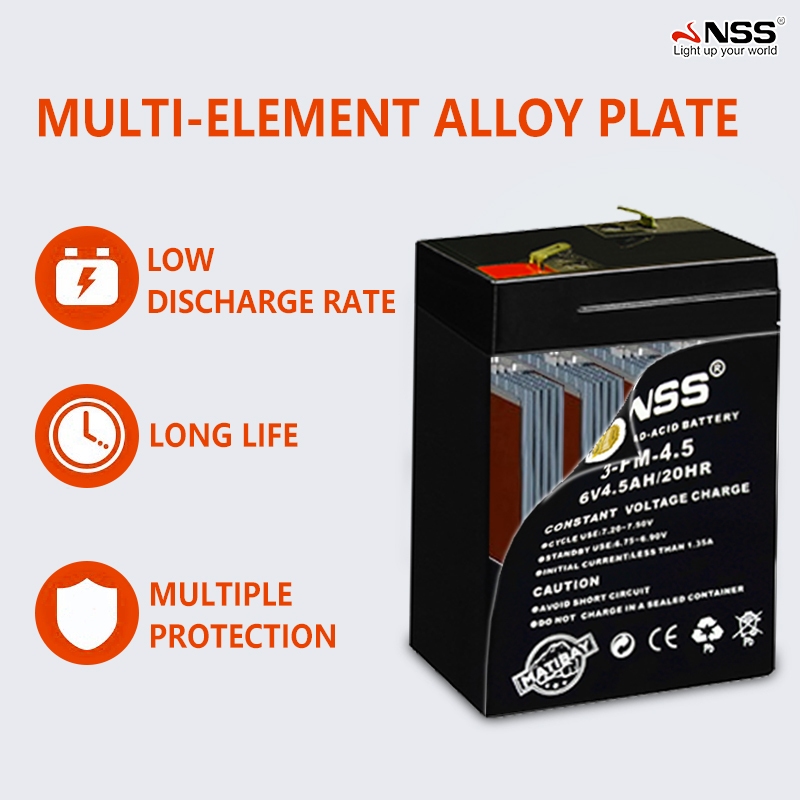 NSS Sealed Acid Battery 6V 4.5Ah Solar Battery Outdoor Home Emergency ...