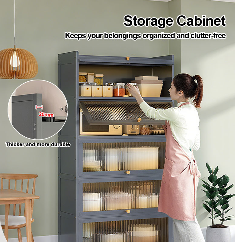 Kitchen Cabinet Dustproof Large Capacity Storage Rack Carbon Steel ...
