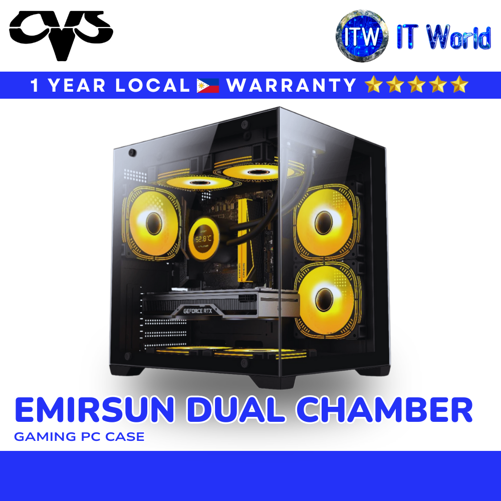 CVS EMIRSUN Dual Chamber Gaming PC Case – Tempered Glass Front & Side ...