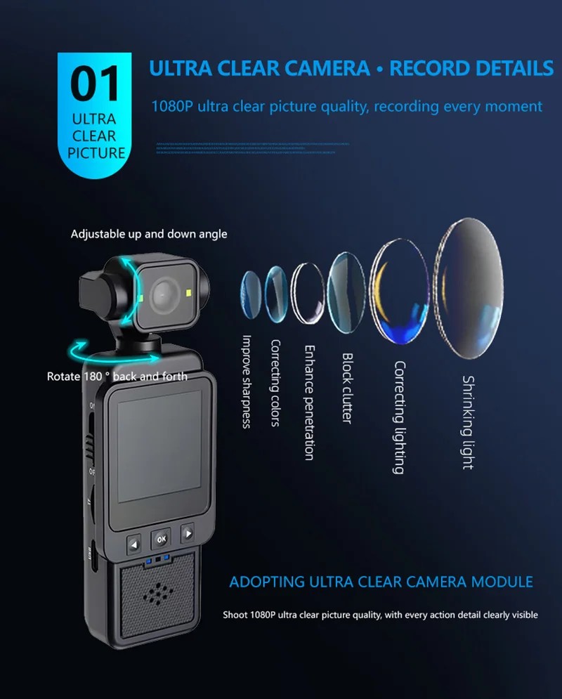 Portable Mini Sport Camera 4K HD Outdoor Action Cameras Police Body Cam ...