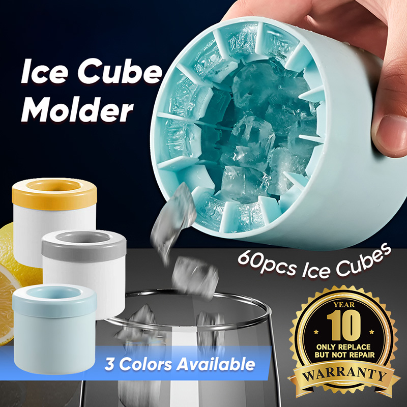 60 Grids Silicone Ice Cube Mold Round Ice Bucket Homemade DIY ...