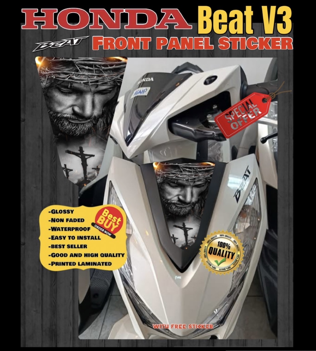 HONDA BEAT V3 VERSION 3 TEAM JESUS mid cut FRONT PANEL COVER STICKER ...