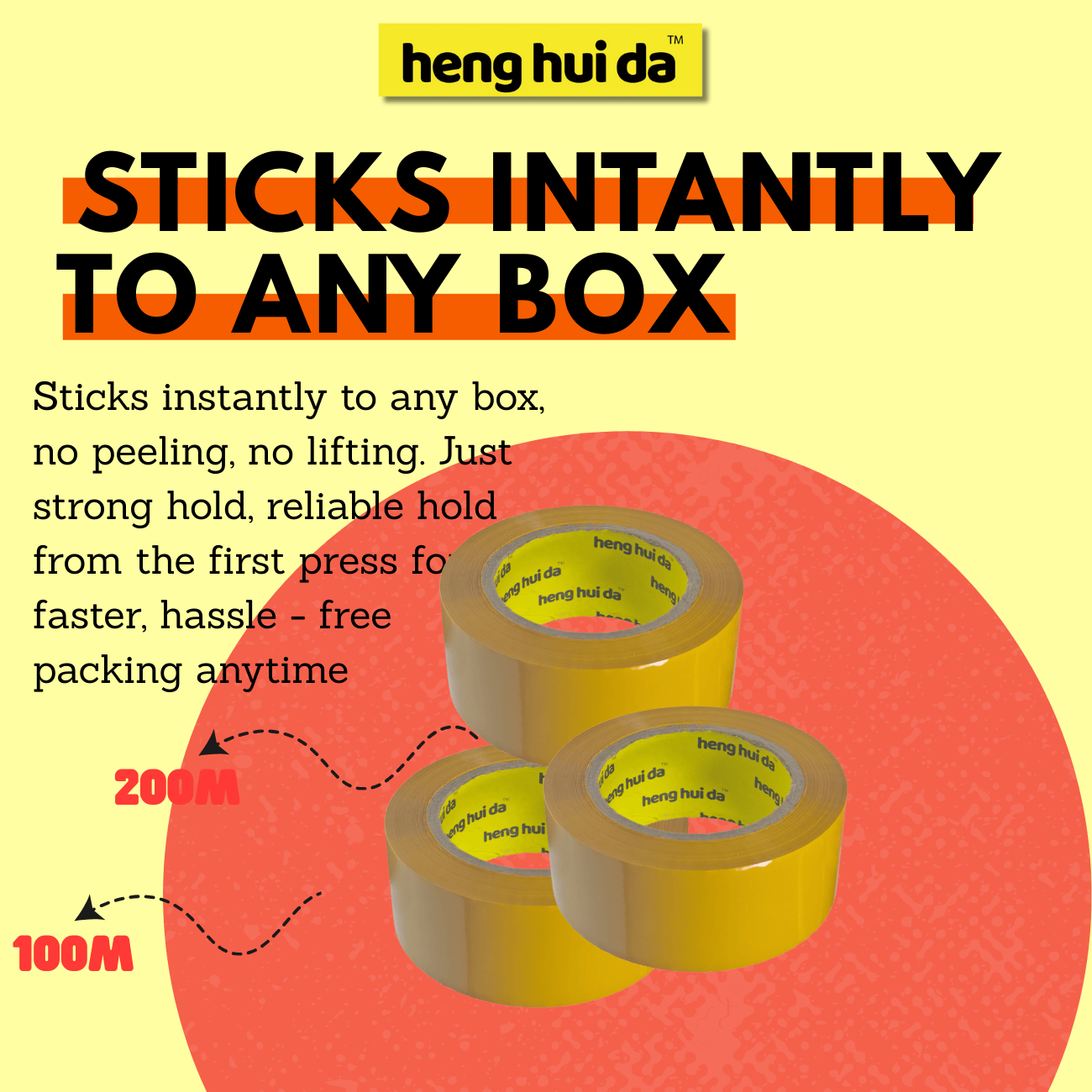 100M/200M Brown Packaging Tape 1 BOX High Tack Sealing for Parcel and ...