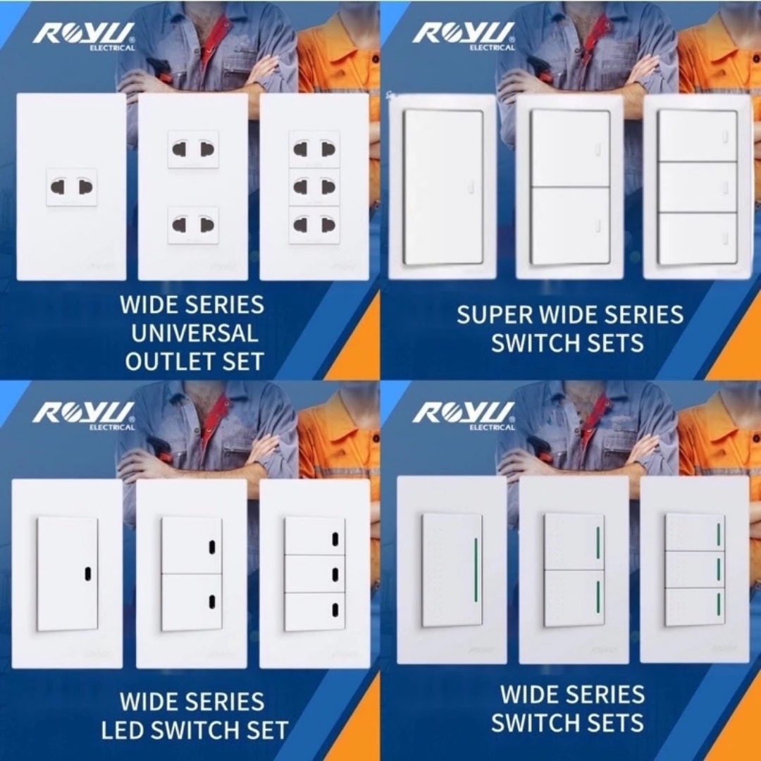 ROYU WIDE SERIES SWITCH WITH REFLECTOR SETS 1 GANG. 2 GANG, 3 GANG ...