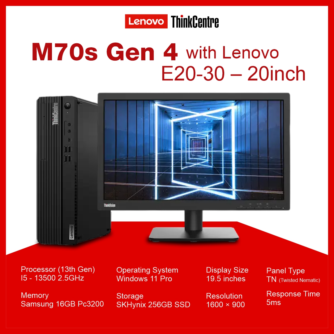 BN Lenovo M70s Gen 4 Desktop with 20"-27" Monitor | i5-13th Gen | 16GB ...