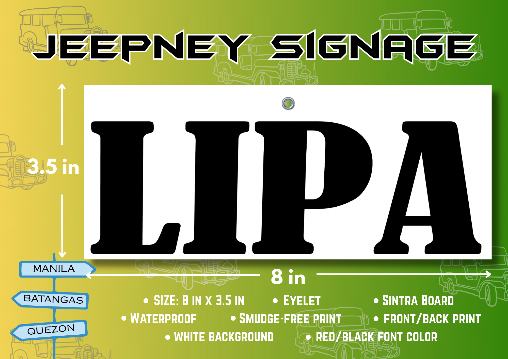 JEPR I JEEPNEY SIGNAGE I SINTRA BOARD I ANY POINT OF PHILIPPINES I ...