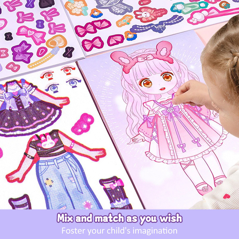 Lillove Sticker Book Stickers Paper Doll Dress Up Whole Body Dress Up ...