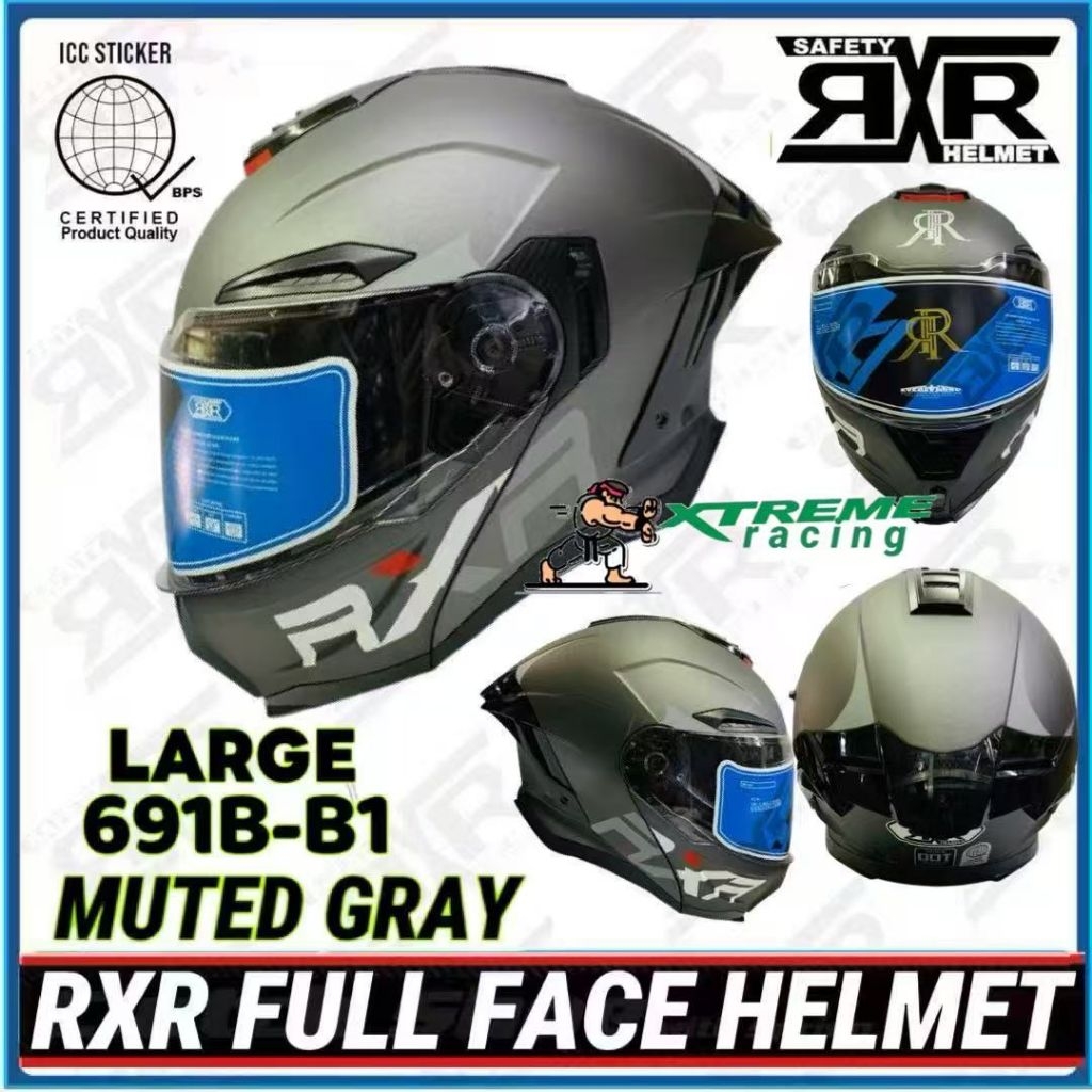 RXR 691B-B1 DUAL VISOR FULL FACE HELMET WITH ICC (BPS) License No. Q-1759SIZE 59-60CM 62-64CM L ...