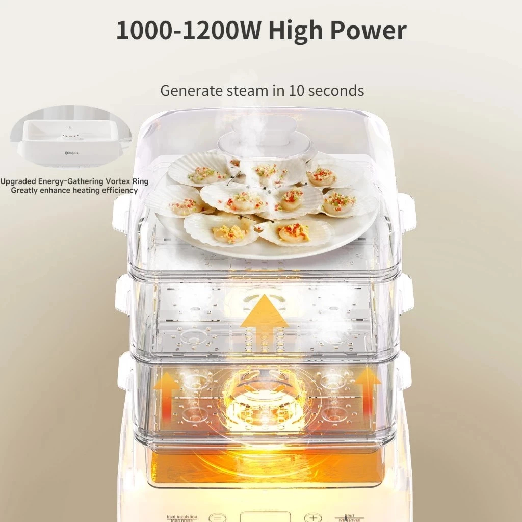 Simplus Electric Food Steamer Multifunction Smart Timer (3 Layers 1200W ...