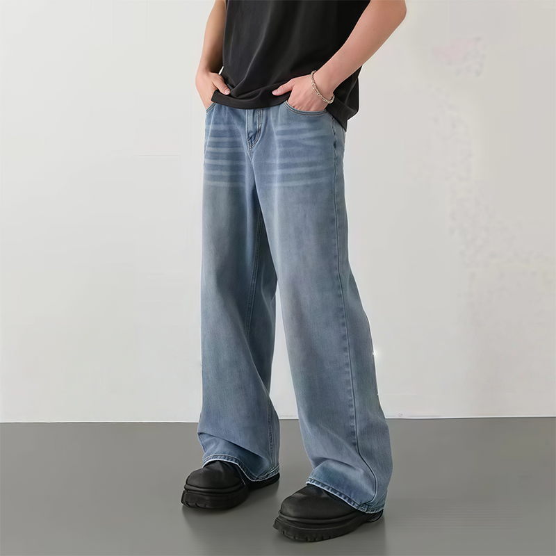 Baggy Jeans Korean Style Jeans pants for Men straight cut Men's denim ...