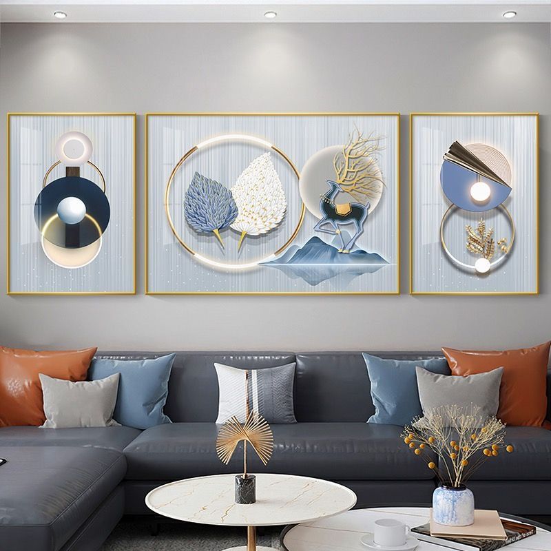 Triptych Mural Painting Abstract Modern Wall Art Living Room Bedroom ...