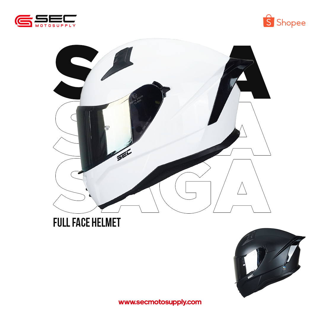 Sec Full Face Helmet For Motorcycle - Saga Plain Gloss/Matte (M-XL ...