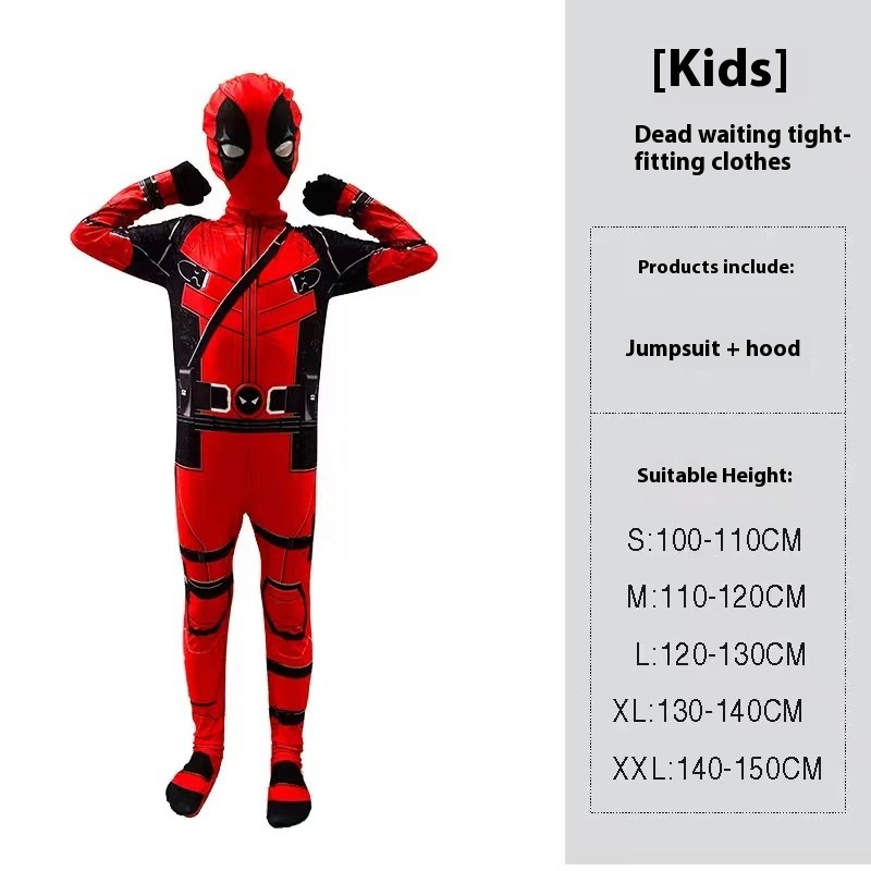 COD Deadpool Costume For Kid Boy 4-12yrs Halloween Cosplay Red Bodysuit ...