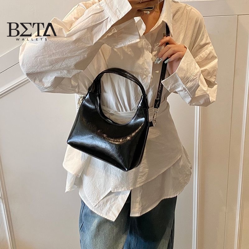 BETA Leather Women's Handbag Underarm Bag Korean Cute Sweet 2Way Casual ...