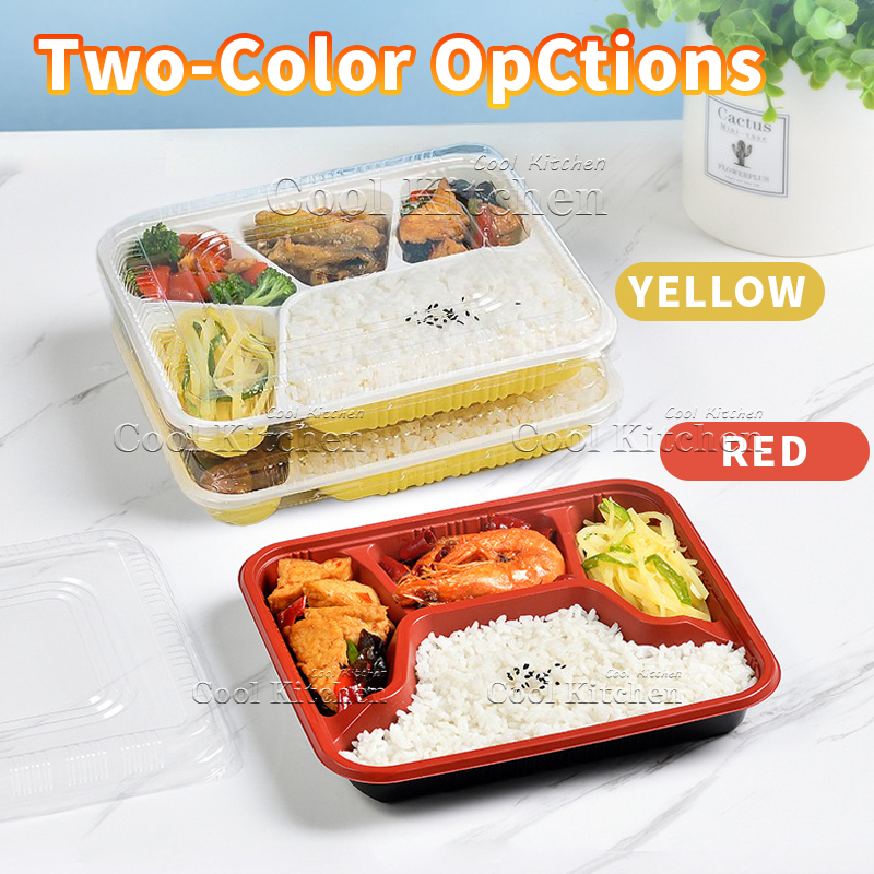 100PCS High-Quality Red Bento Box With Lid 1/2/3/4/5Partition Wholesale ...