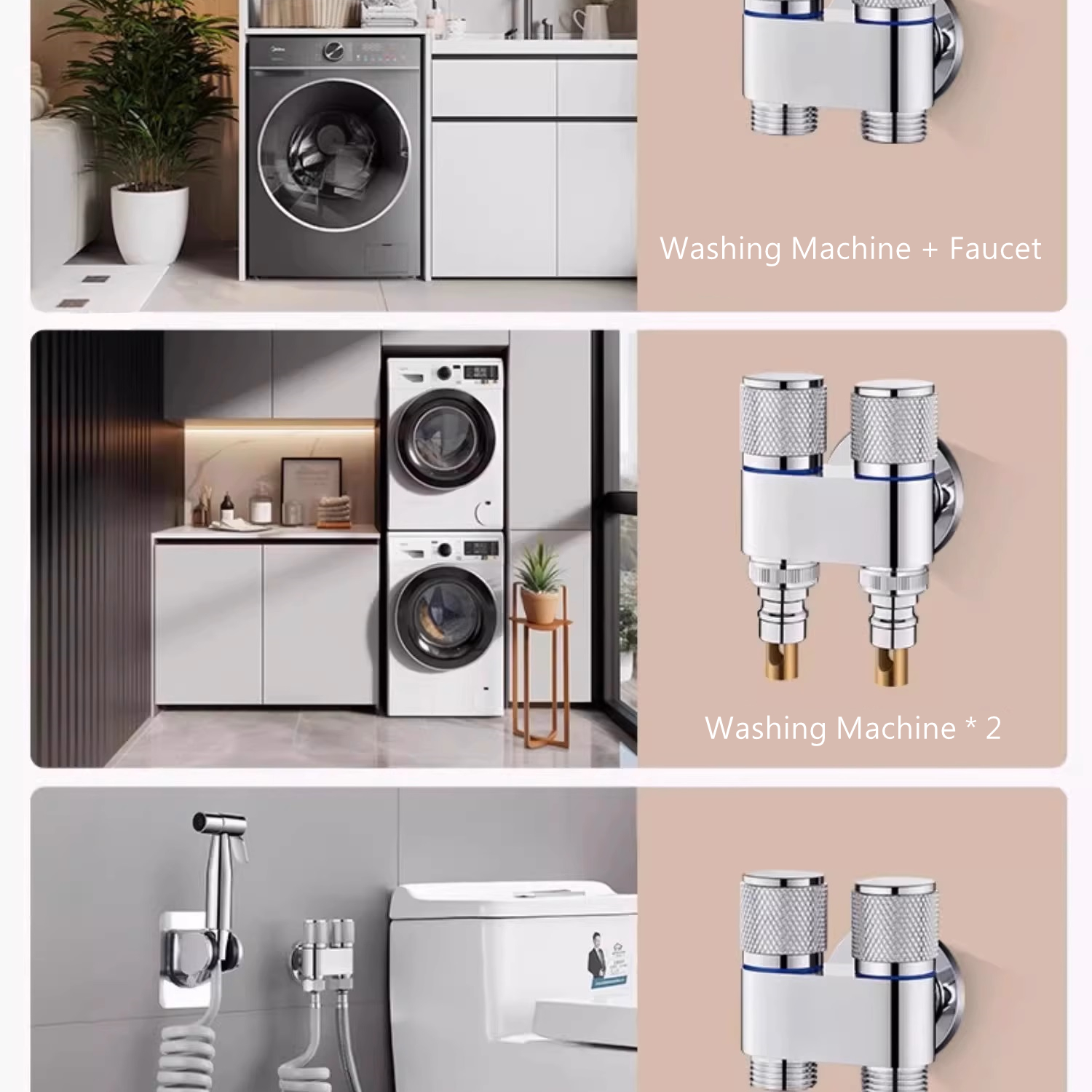 Stainless Steel Silvery Double Angle Valve 2 Way Angle Valve 1/2 x 1/2 ...