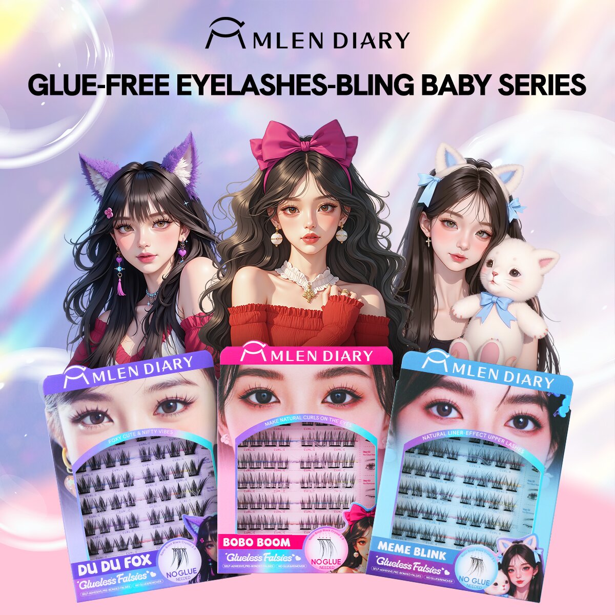MLEN DIARY Self Adhesive Eyelashes For Beginners No Need Use Glue ...