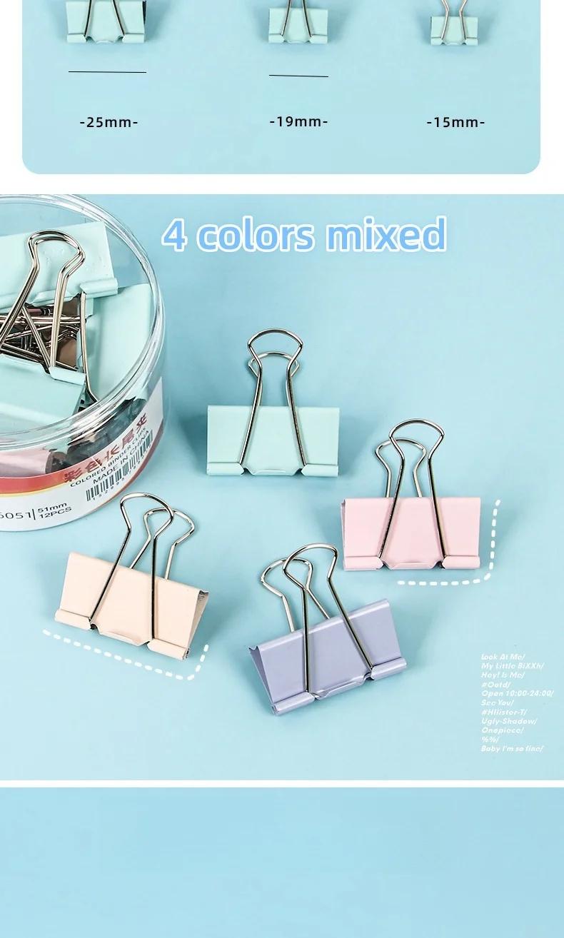 48pcs Color Paper Clip box dovetail clip Binder paper clip office ...
