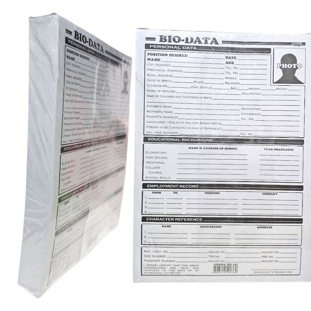 Vanda Bio-Data Class A -500 Sheets | Shopee Philippines
