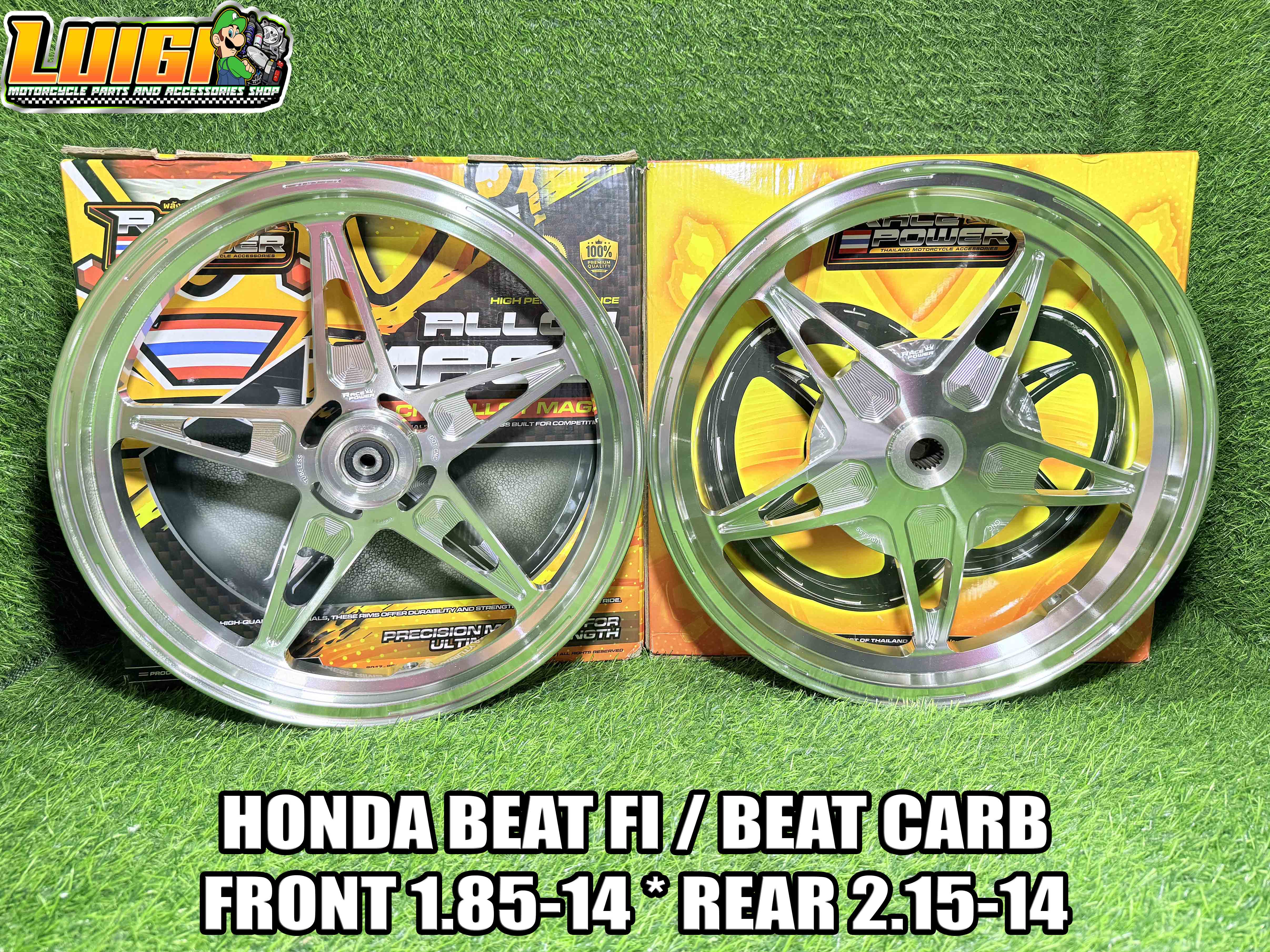 RACE POWER CNC MAGS 14s 5 SPOKES HONDA BEAT FI / BEAT CARB (100% ...