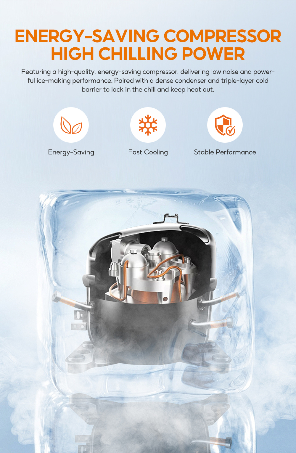 EYSIN Automatic Ice Maker Portable Fast Cooling Selectable Ice Cube ...