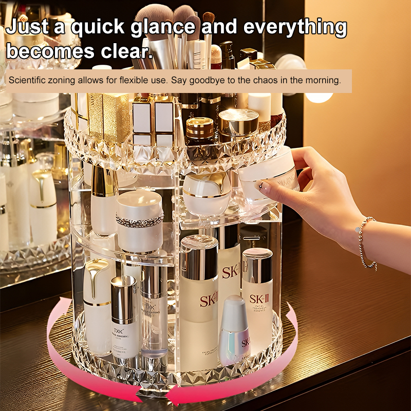 360 Degree Rotating Cosmetic Storage Box Display Make Up Organizer ...