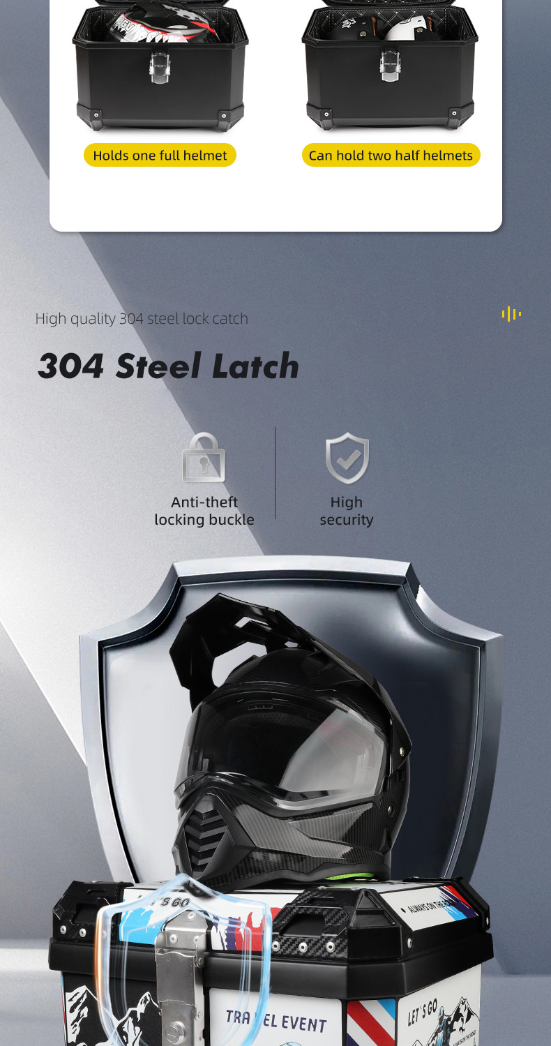 SOARFLY Top Box Motorcycle Alloy Top Box With Bracket Helmet Box Tail ...