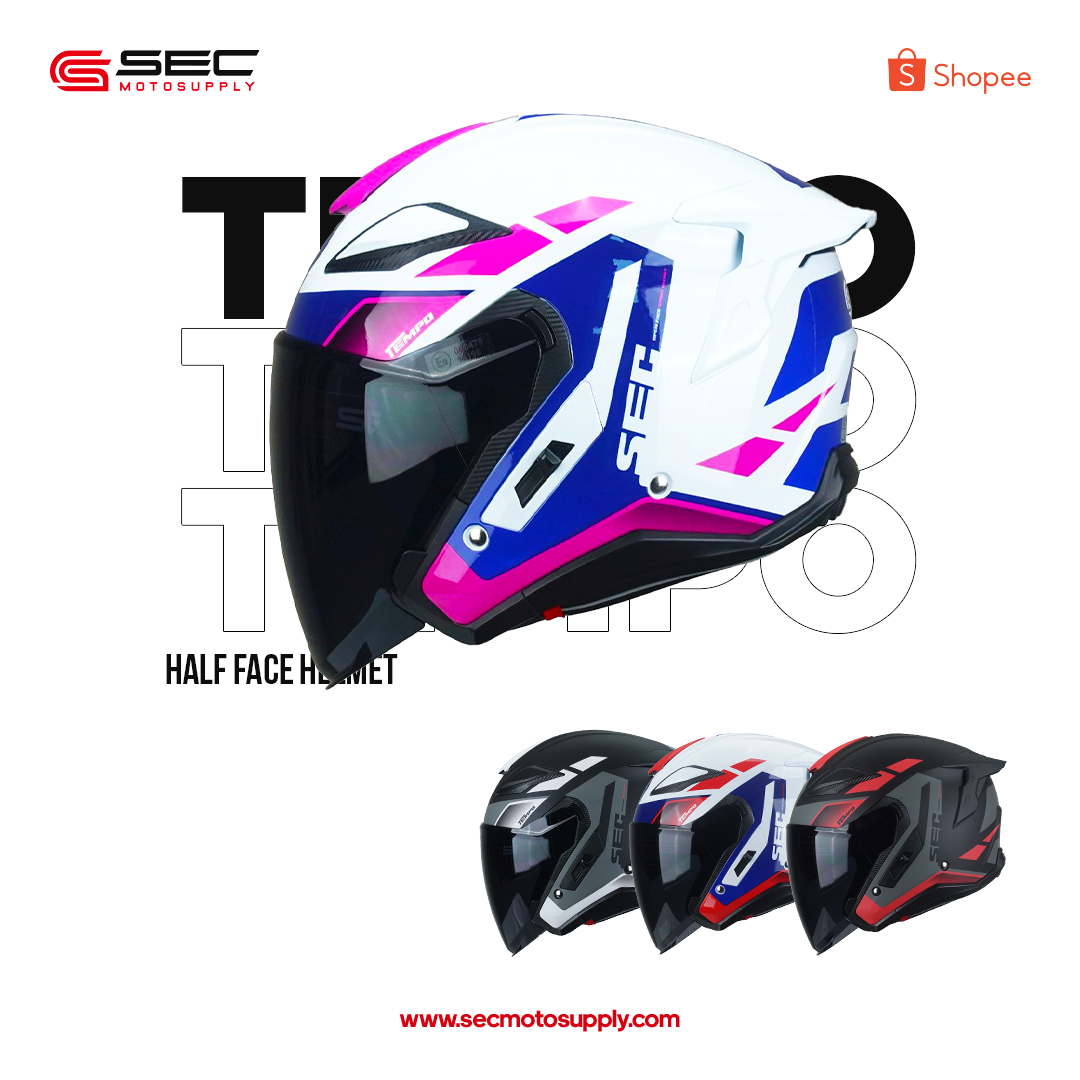 SEC Half Face Helmet For Motorcycle Tempo - Alpha (Gloss/Matte) (M-XL ...