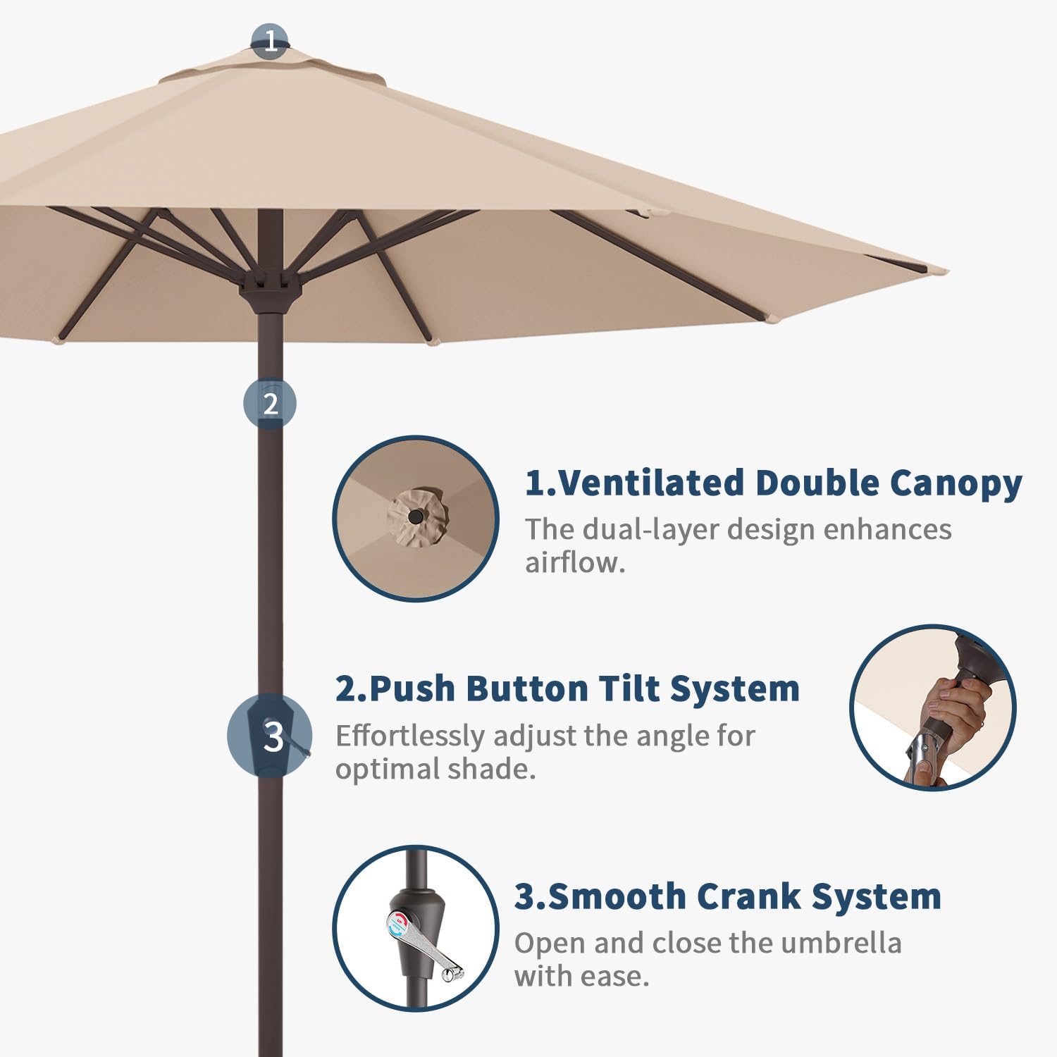 Wthb Outdoor 2.7M Outdoor Sunshade Umbrella Courtyard Folding Umbrella ...