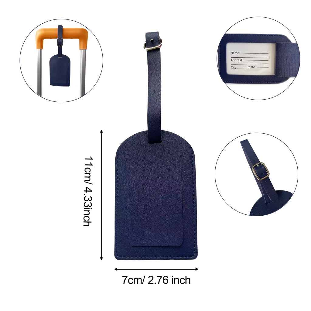 SEA CHOICE 1 Piece PU Leahter Secure Luggage Tags Suitcase Label Travel Luggage Tag, ID Bag Tag ...