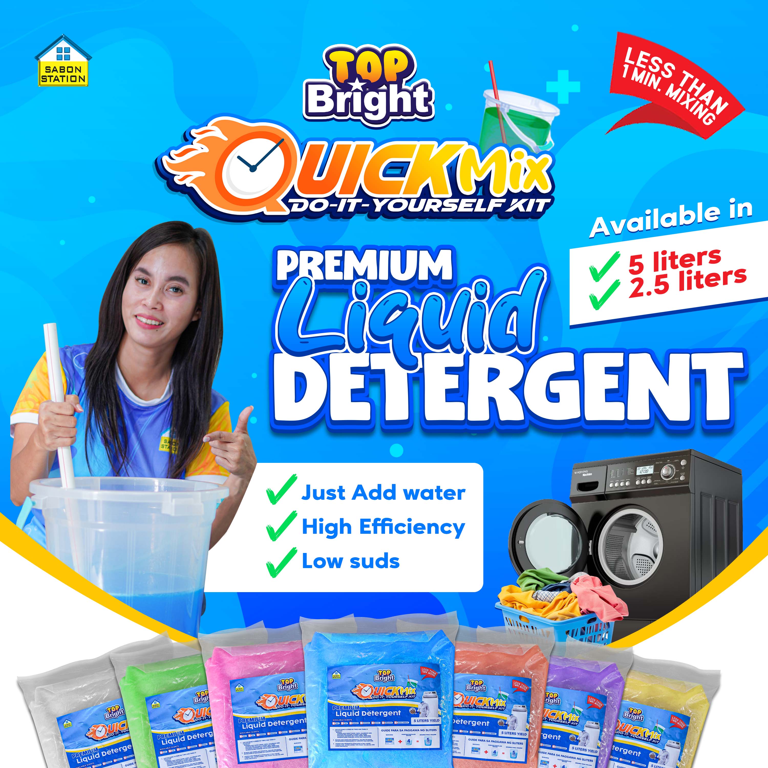 Quickmix Liquid Detergent DIY Kit | 2.5L - 5L Yield | Less than 1 ...