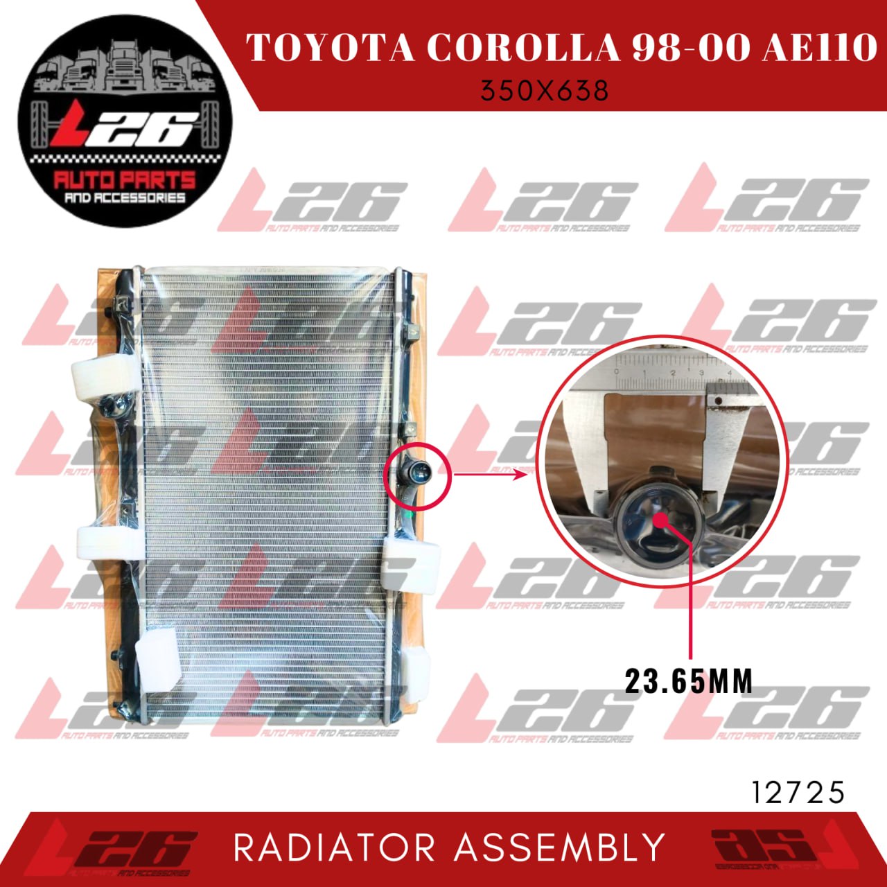 12725 Toyota Corolla AE110 1998-2000 Radiator Assembly A/T 350x638 PA22 ...
