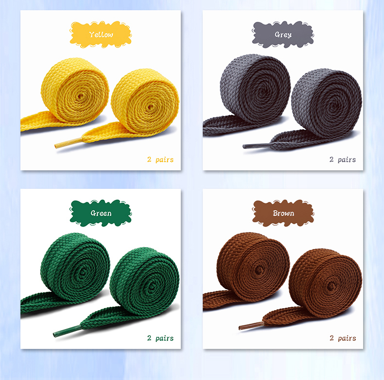 New 2 Pair 2CM Width Shoelace Flat Shoelaces Fashion Shoe Laces 100/120 ...