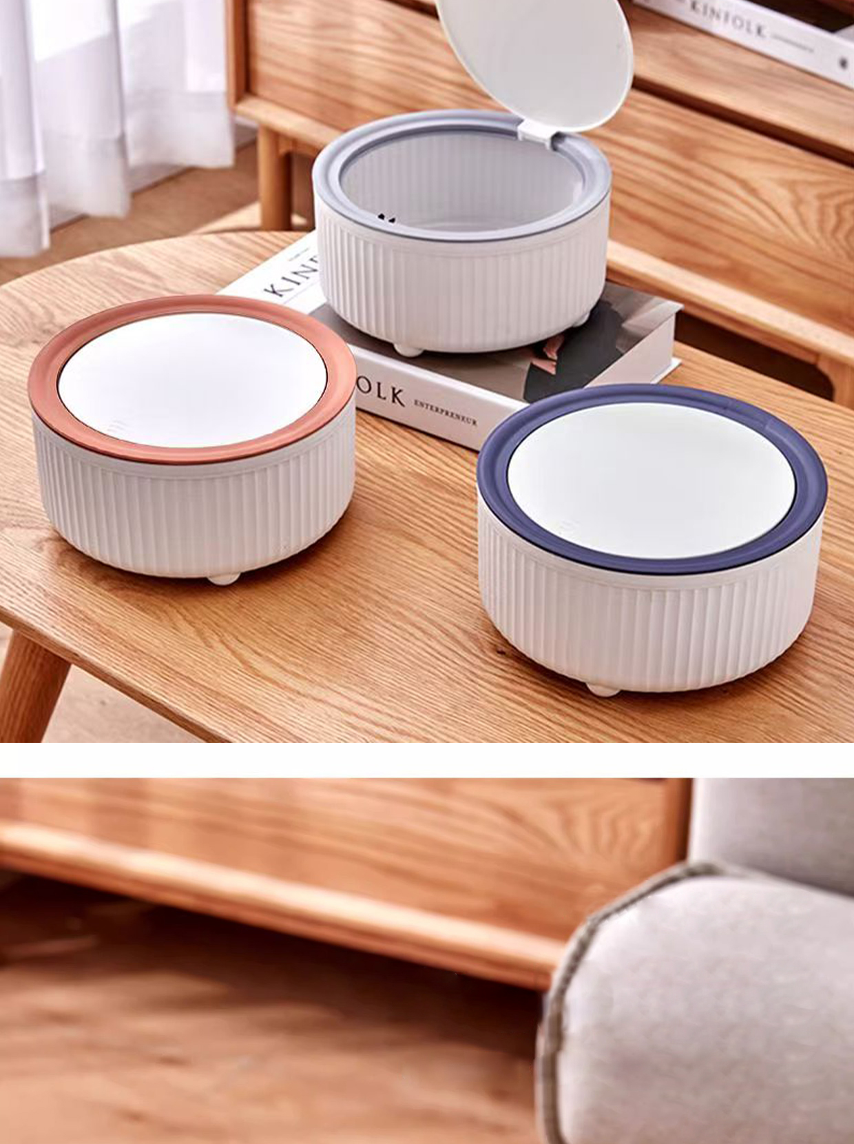 Mini Desktop Trash Can Waste Bin Garbage Rubbish Box Luxury Press Trash ...