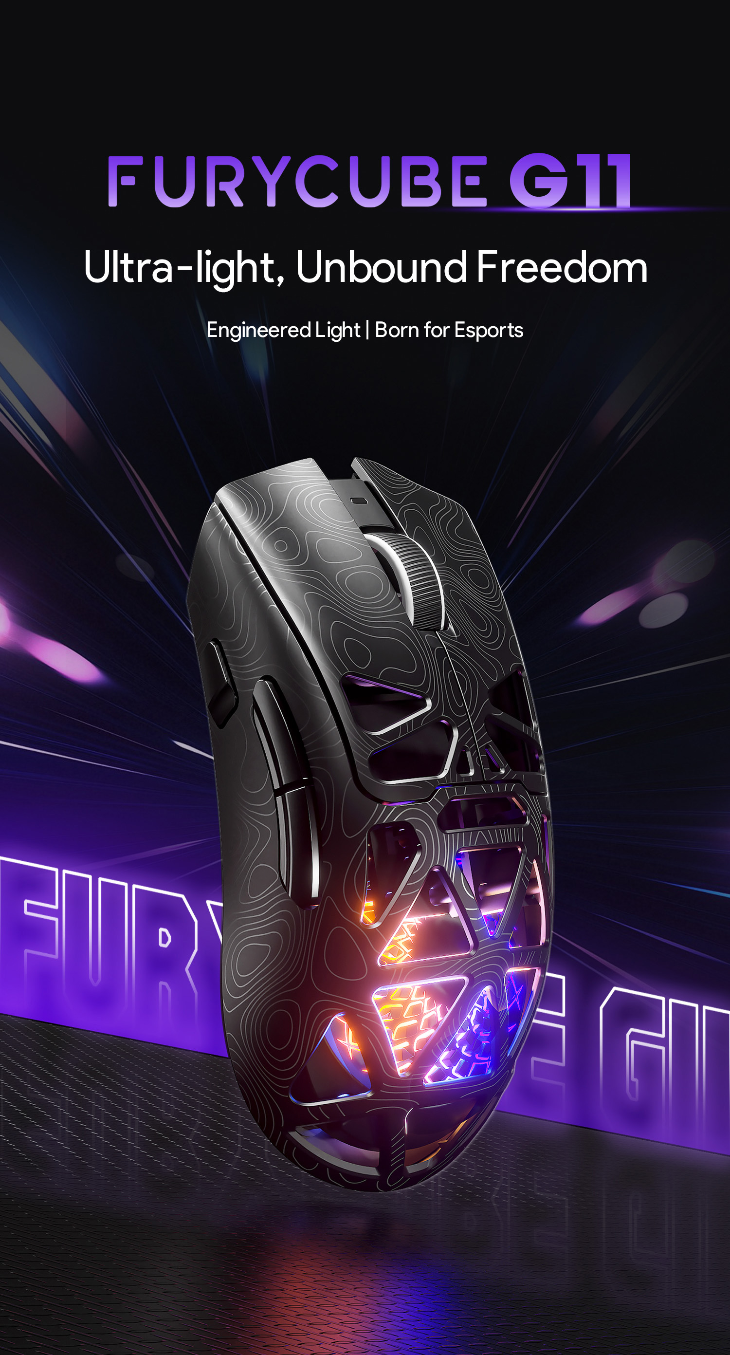 FURYCUBE G11 Mouse Contours Wireless Mice For Gaming Office PAW3311 Sensor 2.4G Mouse 400 Mah ...