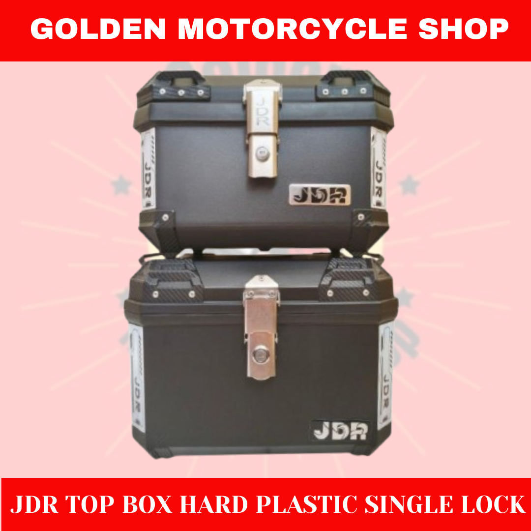 JDR MOTORCYCLE TOP BOX HARD PLASTIC SINGLE LOCK 36L, 45L WITH METAL ...