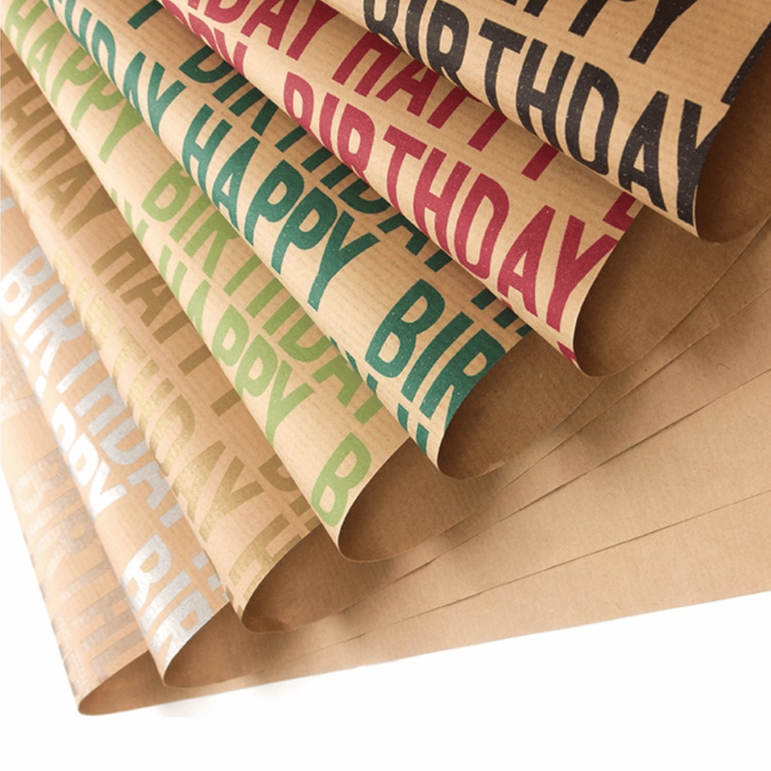 21SHOP Kraft Gift Wrappers 12pcs 70x50cm Happy Birthday and Retro ...