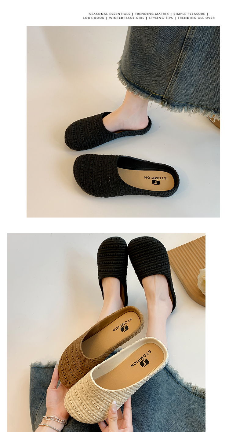 STOMPION Korean Sandals For Women Fashion Closed Toe Half Slippers For ...